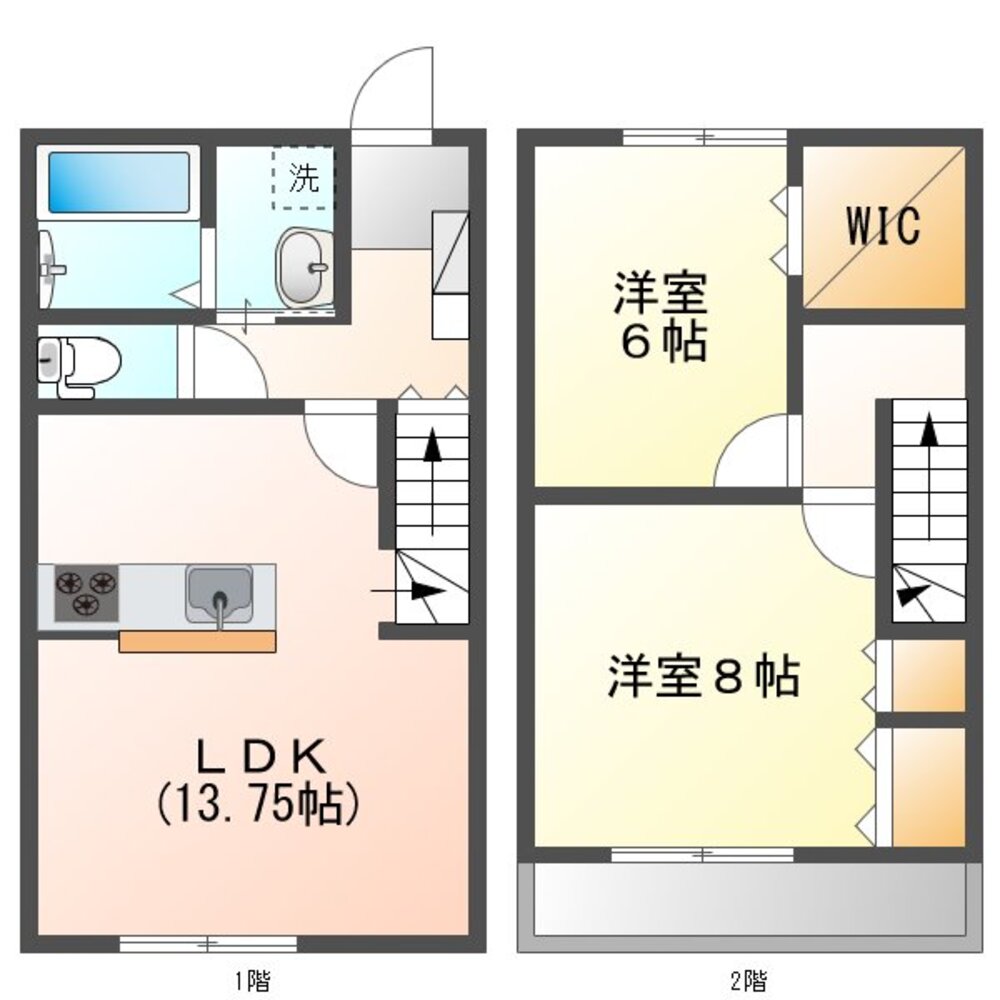 la belle vie(ラ ヴェル ヴィー) B 広島県東広島市八本松町宗吉 (7.5万円／2LDK (洋8 洋6 LDK13.75)／70.37㎡)｜賃貸物件(賃貸マンション・アパート ...