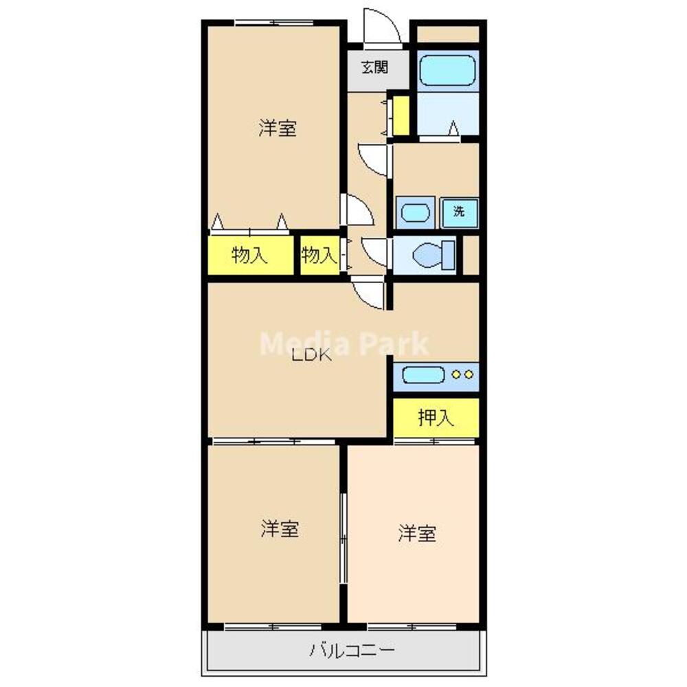 東急田園都市線 梶が谷駅 地上6階建て 築30年 神奈川県川崎市高津区新作1 (11.7万円／3LDK (洋6.3 洋6.2 洋6 LDK9.5)／66.3㎡)｜賃貸物件(賃貸マンション ...