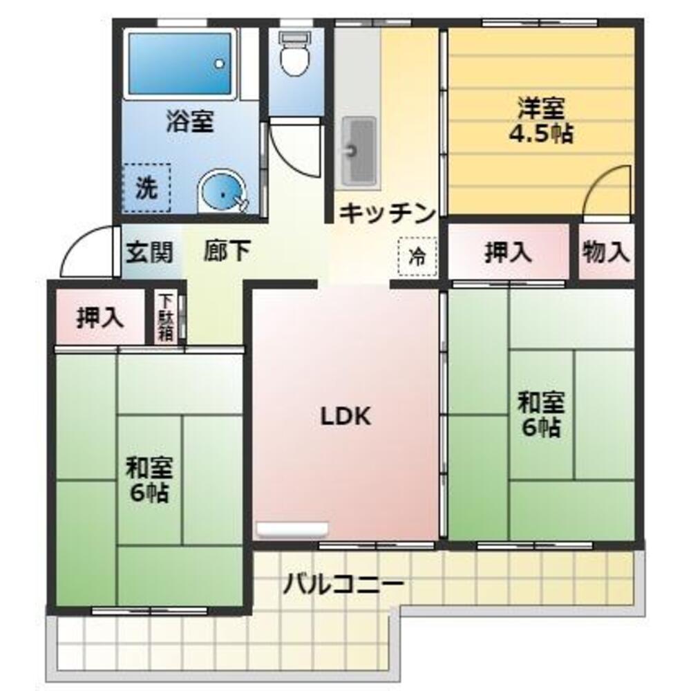 小関ハイツ4棟 千葉県木更津市請西3 (4.1万円／3LDK (和6 和6 洋6 洋4.5 LD6.0)／59.64㎡)｜賃貸物件(賃貸マンション・アパート・一戸建て)の住宅情報・お部屋探し ...