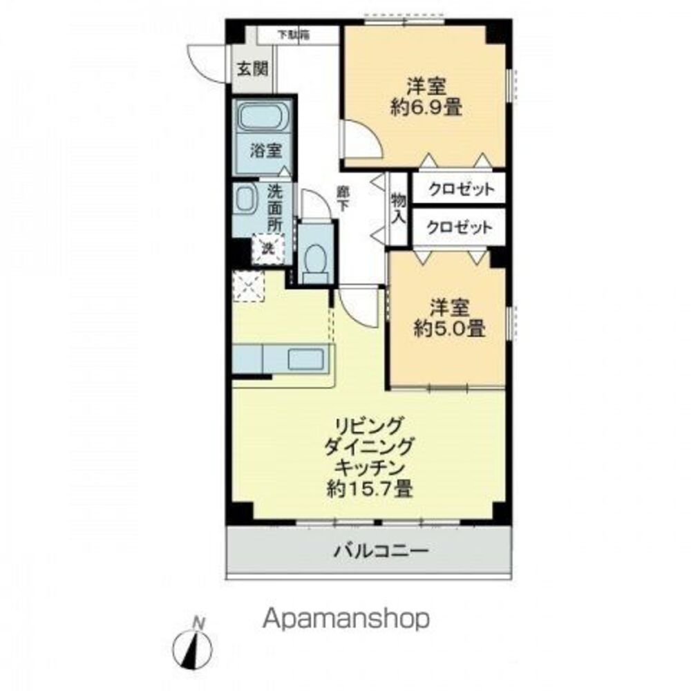 予讃線 讃岐塩屋駅 3階建 築21年 香川県丸亀市津森町 (6.5万円／2LDK (和5 洋6.9 LD12.7K3)／65.48㎡)｜賃貸物件(賃貸マンション・アパート・一戸建て)の住宅情報 ...