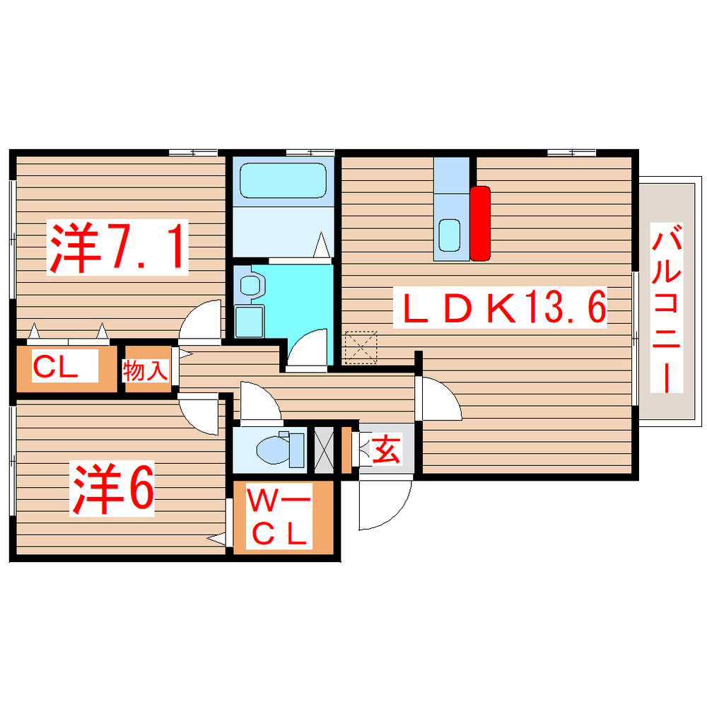 グランドゥール A 宮城県仙台市宮城野区新田3 (8.3万円／2LDK (洋7.1 洋6 LDK13.6)／62.95㎡)｜賃貸物件(賃貸マンション・アパート・一戸建て)の住宅情報・お部屋探し ...