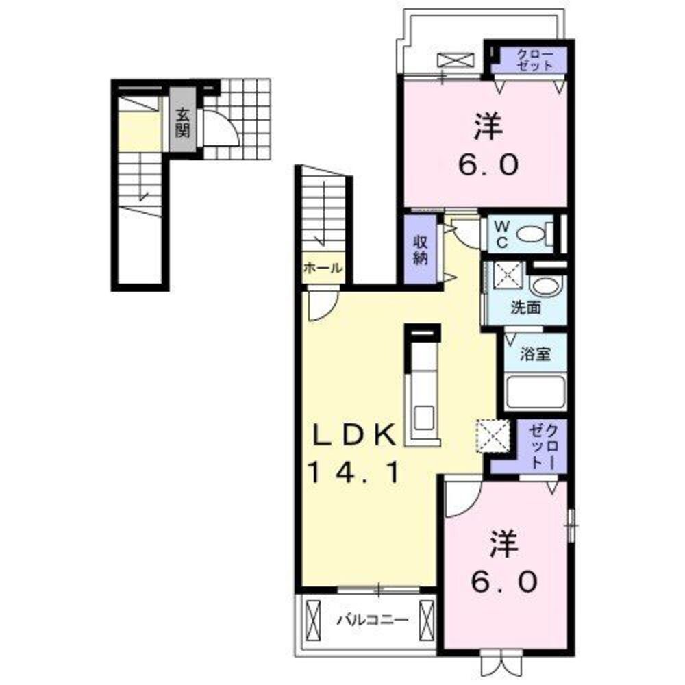 カーサベンネII 愛知県小牧市大字文津 (7.65万円／2LDK (洋6 洋6 LDK14.10)／62.33㎡)｜賃貸物件(賃貸マンション・アパート・一戸建て)の住宅情報・お部屋探しなら ...