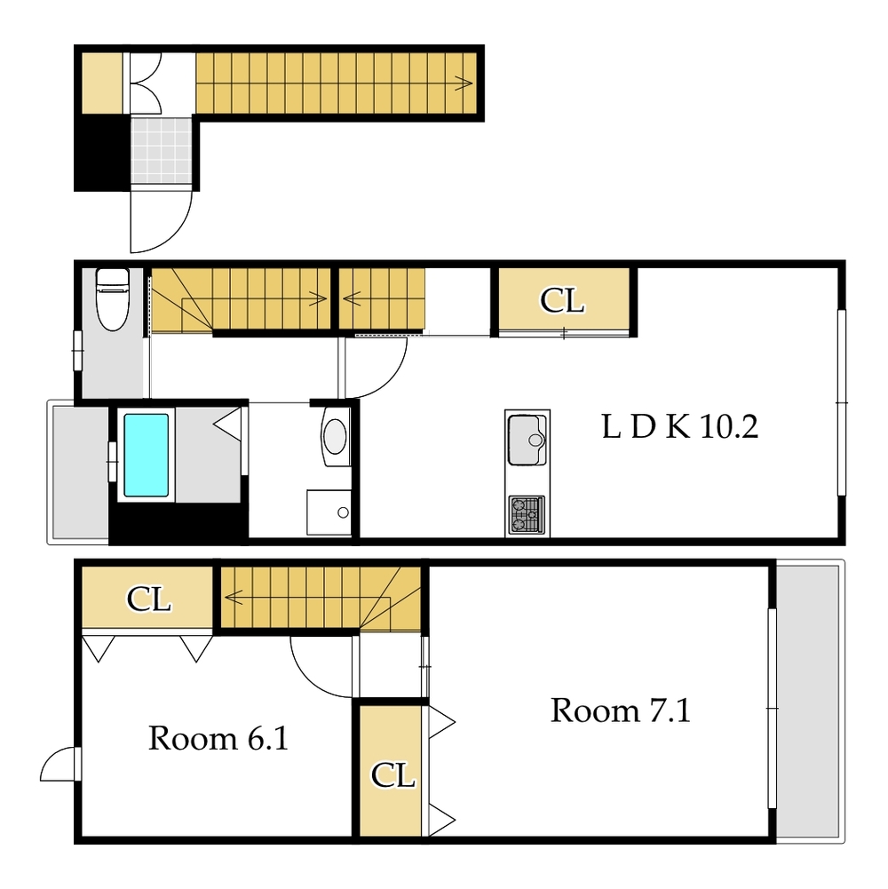 山陽本線（JR西日本） 高島駅 地上3階建て 築7年 岡山県岡山市中区中井3 (6.5万円／2LDK (洋7.1 洋6.1 LDK10.2)／67.34㎡)｜賃貸物件(賃貸マンション・アパート ...