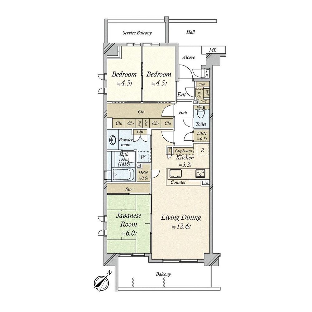 クレヴィア東雪谷 東京都大田区東雪谷4 (22.5万円／3LDK (和6 洋4.5 洋4.5 LDK15.9)／76.84㎡)｜賃貸物件(賃貸マンション・アパート・一戸建て)の住宅情報・お ...