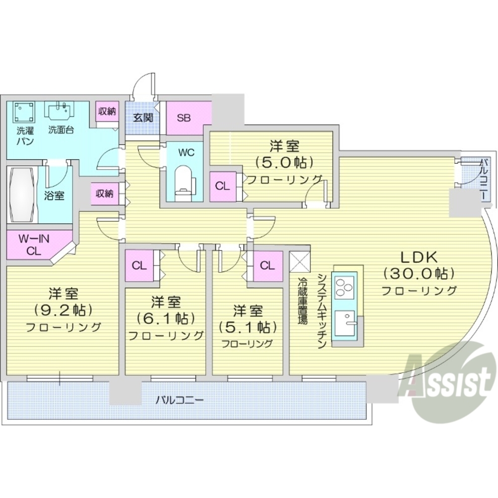 ONE札幌ステーションタワー 北海道札幌市北区北八条西1 (140万円／4LDK (洋9.2 洋6.1 洋5.1 洋5 LDK30)／118.3㎡)｜賃貸物件(賃貸マンション・アパート・一戸 ...