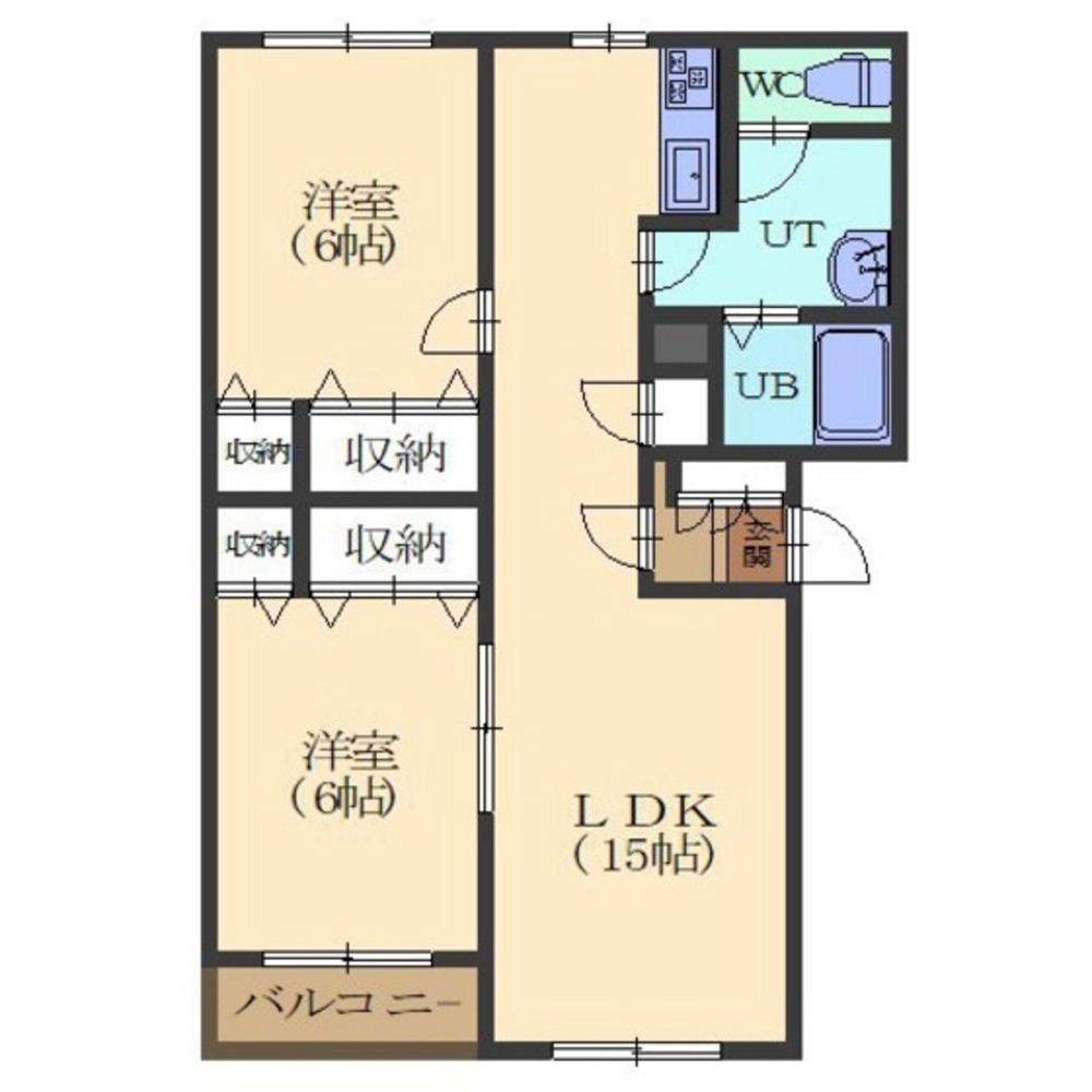 MハウスIII 北海道函館市柏木町 (7万円／2LDK (洋6 洋6 LDK15)／61.46㎡)｜賃貸物件(賃貸マンション・アパート・一戸建て)の住宅情報・お部屋探しならYahoo!不動産