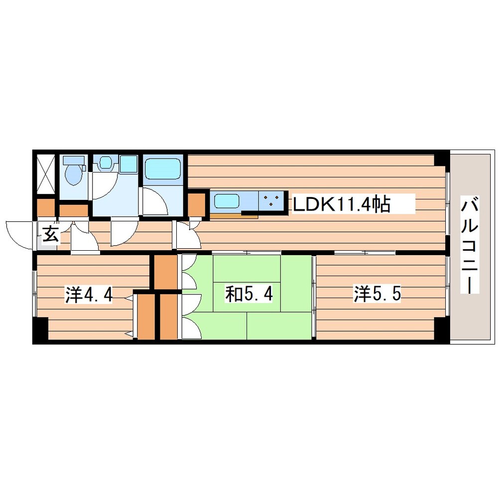 F・シャルマン 宮城県仙台市若林区六丁の目中町 (7.7万円／3LDK (和5.4 洋5.5 洋4.4 LDK11.4)／57.2㎡)｜賃貸物件(賃貸マンション・アパート・一戸建て)の住宅情報 ...