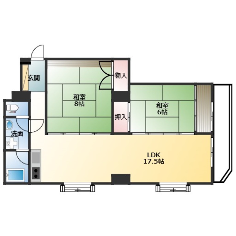 グランドアームス 新潟県新潟市中央区下大川前通3ノ町 (5.5万円／2LDK (和8 和8 和6 LDK17.5)／73.97㎡)｜賃貸物件(賃貸マンション・アパート・一戸建て)の住宅情報・お ...