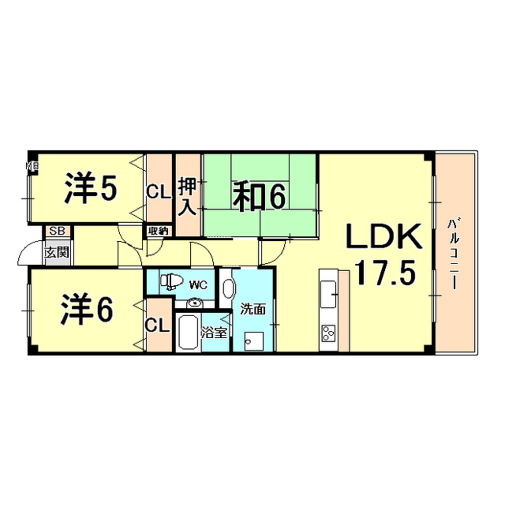 サンテ東甲子園 兵庫県西宮市里中町2 (12万円／3LDK (和6 洋6 洋5 LDK17.5)／77.48㎡)｜賃貸物件(賃貸マンション・アパート・一戸建て)の住宅情報・お部屋探しなら ...