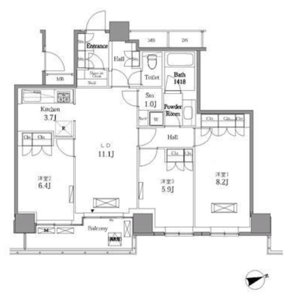 レジディアタワー目黒不動前 東京都品川区西五反田3 (43.5万円／3SLDK (洋8.2 洋6.4 洋5.9 LDK14.8 納戸 1)／81.31㎡)｜賃貸物件(賃貸マンション・アパート ...