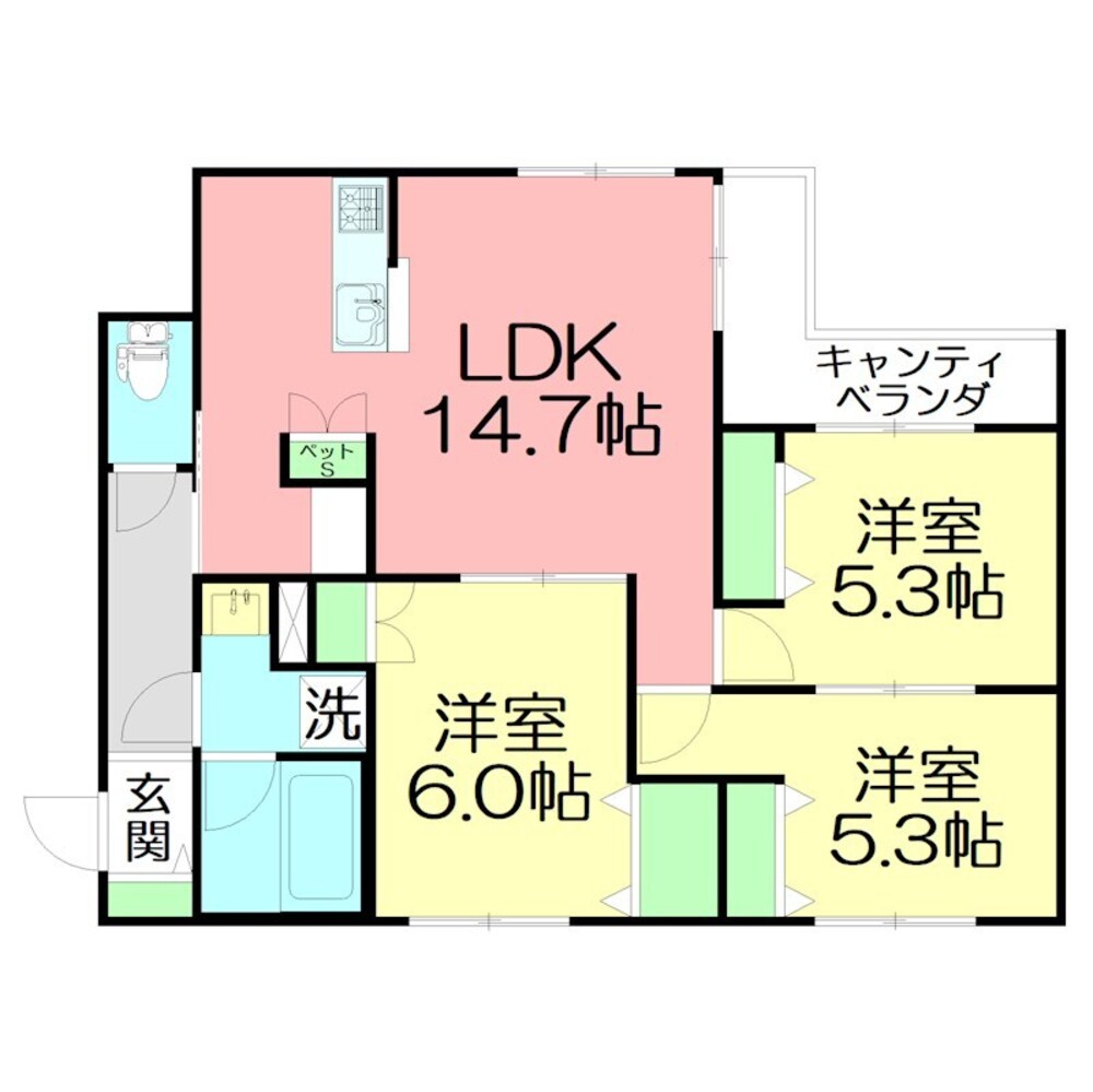 プルミエール湘南二宮II 神奈川県中郡二宮町二宮 (14.9万円／3LDK (洋6 洋5.3 洋5.3 LDK14.7)／71.71㎡)｜賃貸物件(賃貸マンション・アパート・一戸建て)の住宅 ...
