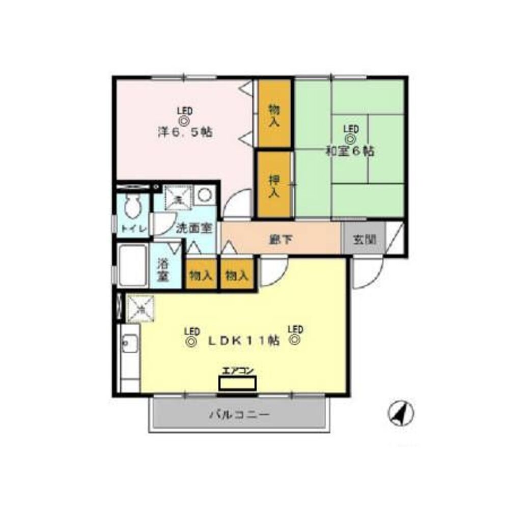 パークアゼリアB 埼玉県狭山市笹井1 (7.1万円／2LDK (和6 洋6.5 LDK11.0)／55.44㎡)｜賃貸物件(賃貸マンション・アパート・一戸建て)の住宅情報・お部屋探しなら ...
