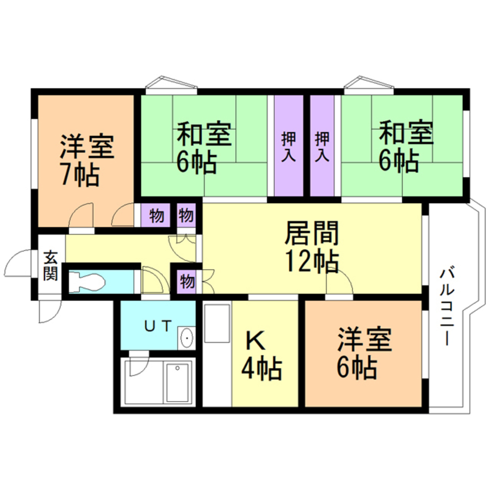 函館市電 新川町駅 地上4階建て 築37年 北海道函館市若松町 (6.5万円／4LDK (和6 和6 洋7 洋6 LD12K4)／89.24㎡)｜賃貸物件(賃貸マンション・アパート・一戸建て ...