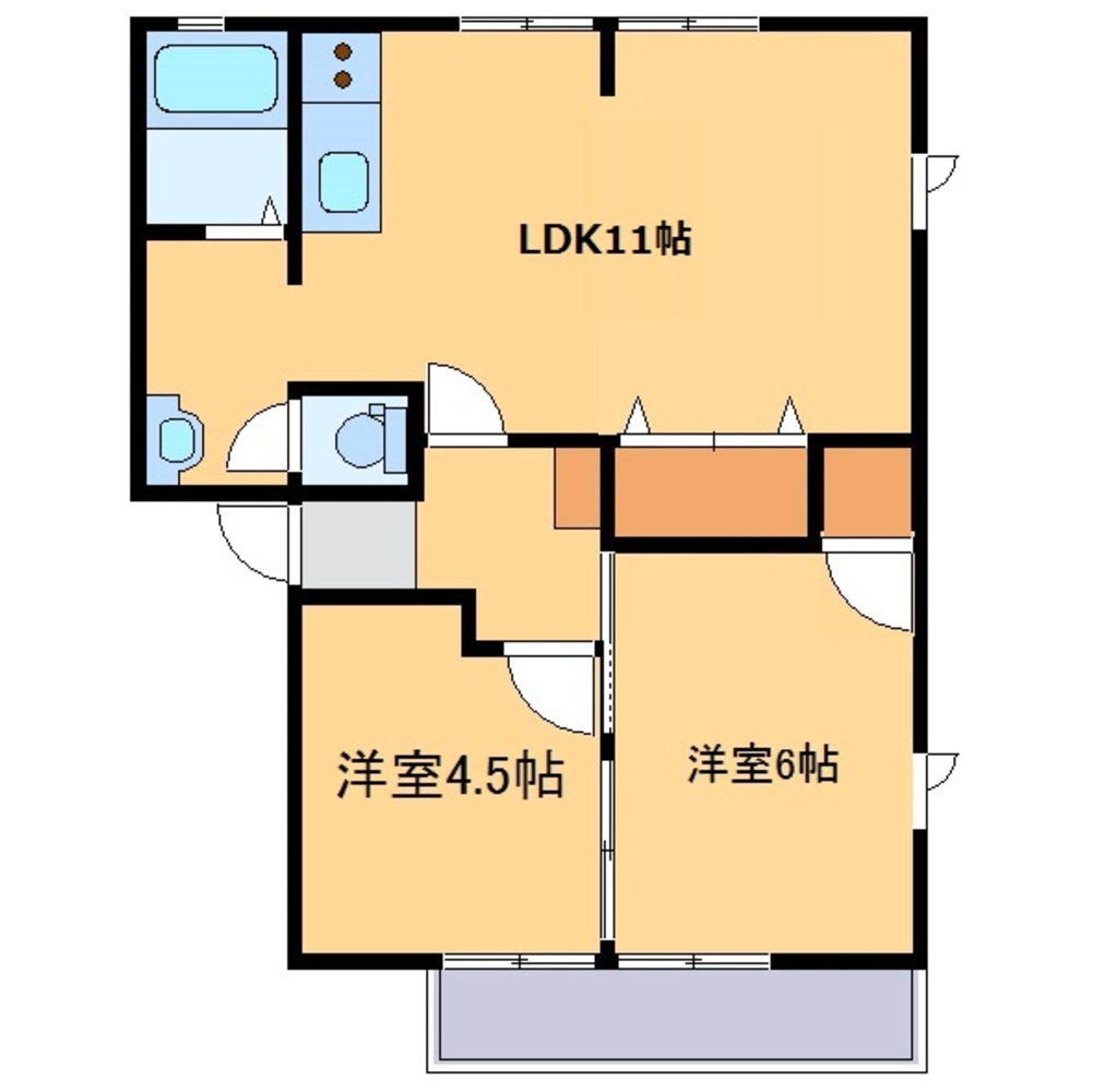 フォンティーヌB101 群馬県伊勢崎市田中島町 (4.8万円／2LDK (洋6 洋4.5 LDK11)／46.75㎡)｜賃貸物件(賃貸マンション・アパート・一戸建て)の住宅情報・お部屋探しなら ...