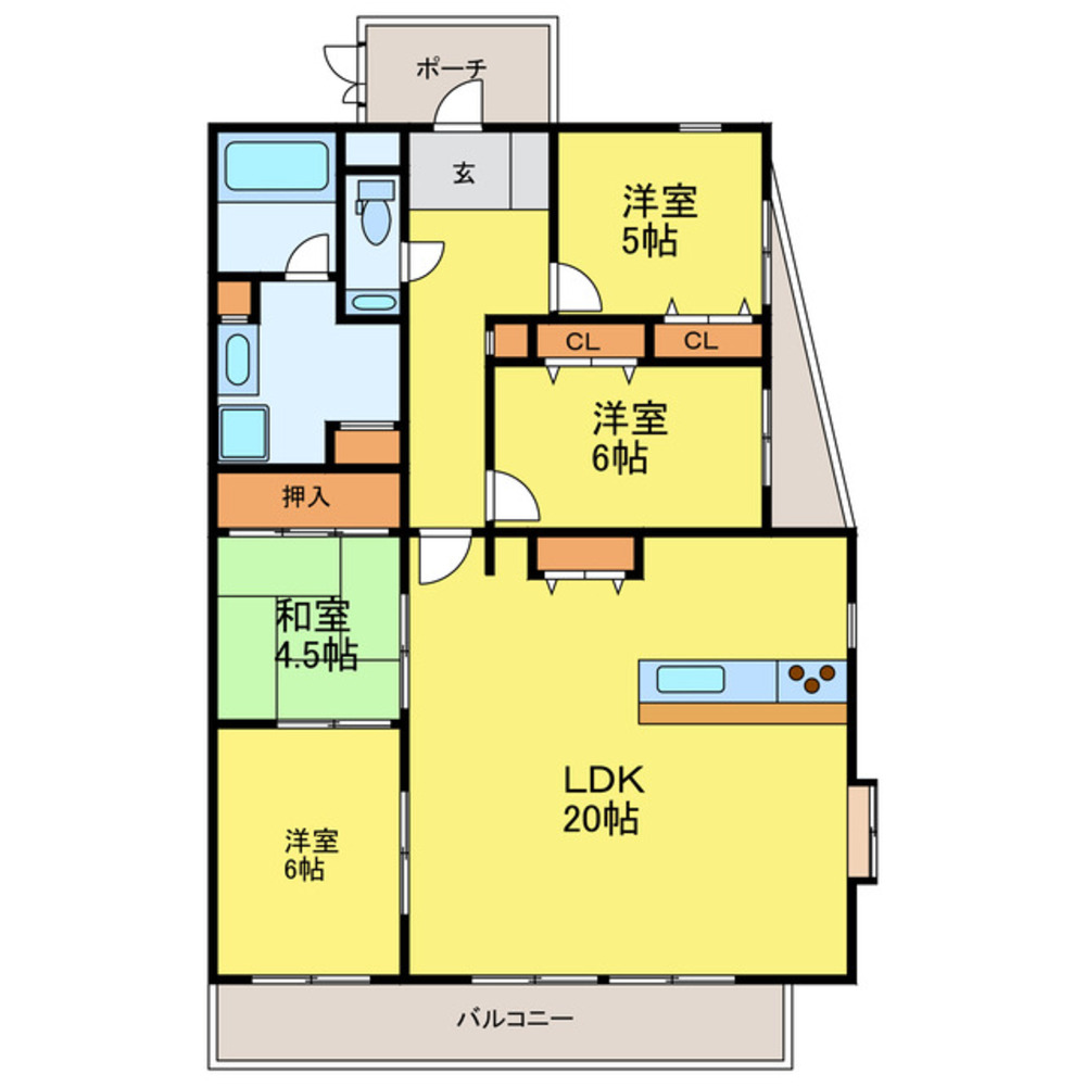 ファミール昭和 徳島県徳島市昭和町2 (10万円／4LDK (和4.5 洋6 洋6 洋5 LDK20)／100㎡)｜賃貸物件(賃貸マンション・アパート・一戸建て)の住宅情報・お部屋探しなら ...