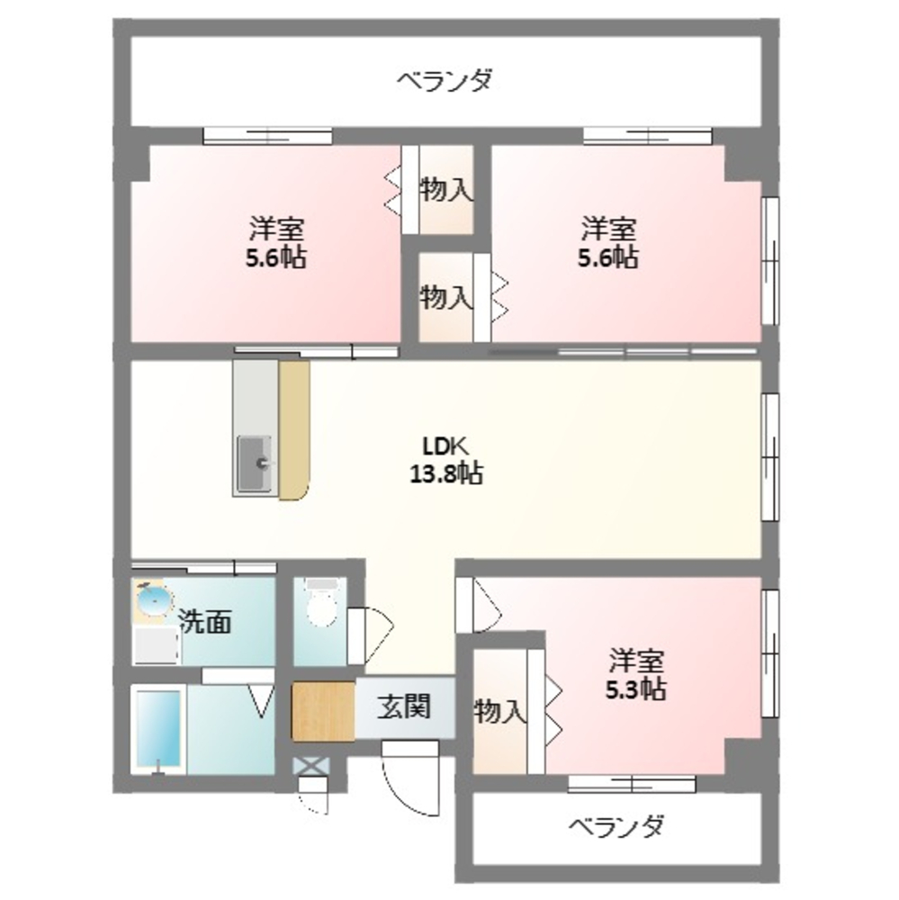 ソレイユMINO 沖縄県那覇市安謝1 (8.8万円／3LDK (洋5.6 洋5.6 洋5.3 LDK13.8)／63.96㎡)｜賃貸物件(賃貸マンション・アパート・一戸建て)の住宅情報・お ...