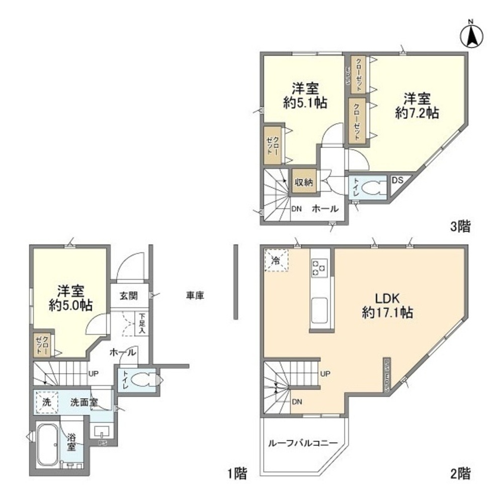 Kolet北赤羽＃07 東京都北区浮間3 (24.3万円／3LDK (洋7.2 洋5.1 洋5 LDK17.1)／83.21㎡)｜賃貸物件(賃貸マンション・アパート・一戸建て)の住宅情報・お ...
