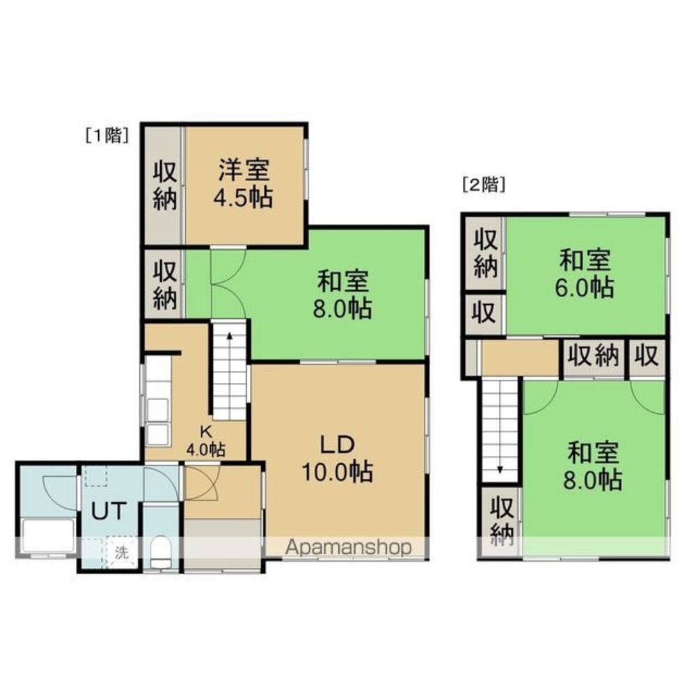 金堀町5番貸家 北海道函館市金堀町 (3万円／4LDK (和8 和8 和6 洋4.5 LD10K4)／80㎡)｜賃貸物件(賃貸マンション・アパート・一戸建て)の住宅情報・お部屋探しなら ...