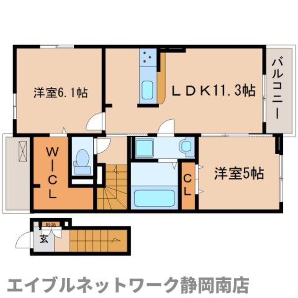 東海道本線（JR東海） 静岡駅 2階建 築7年 静岡県静岡市駿河区大谷2 (6.85万円／2LDK (洋6.1 洋5 LDK11.3)／57.54㎡)｜賃貸物件(賃貸マンション・アパート・一戸 ...