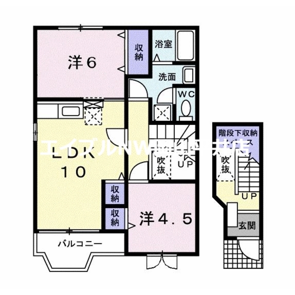 山陽本線（JR西日本） 東岡山駅 地上2階建て 築22年 岡山県岡山市中区乙多見 (5.45万円／2LDK (洋6 洋4.5 LDK10)／58.53㎡)｜賃貸物件(賃貸マンション・アパート ...