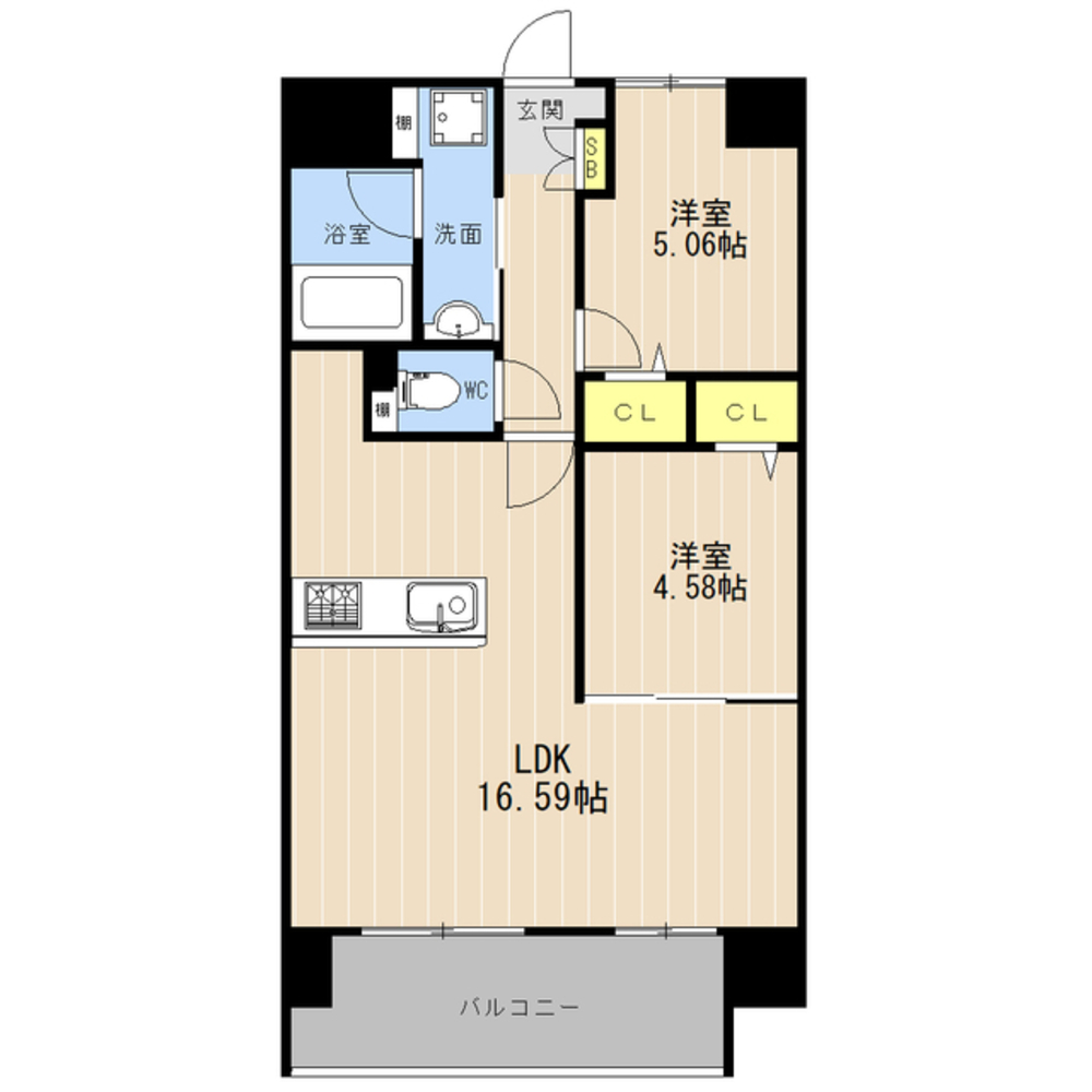 LIBTH菊陽II 熊本県菊池郡菊陽町大字津久礼 (9.95万円／2LDK (洋5.06 洋4.58 LDK16.59)／57.6㎡)｜賃貸物件(賃貸マンション・アパート・一戸建て)の住宅情報 ...
