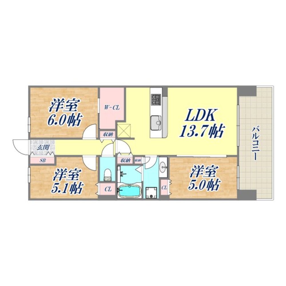クラッシィハウス尼崎GARDEN PLACE 兵庫県尼崎市長洲西通1 (18.1万円／3LDK (洋6 洋5.1 洋5 LDK13.7)／66.49㎡)｜賃貸物件(賃貸マンション・アパート ...