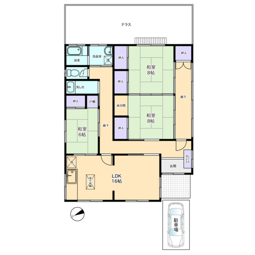 谷中町2丁目貸家 埼玉県越谷市谷中町2 (10万円／3LDK (和8 和8 和6 LDK16)／108.06㎡)｜賃貸物件(賃貸マンション・アパート・一戸建て)の住宅情報・お部屋探しなら ...
