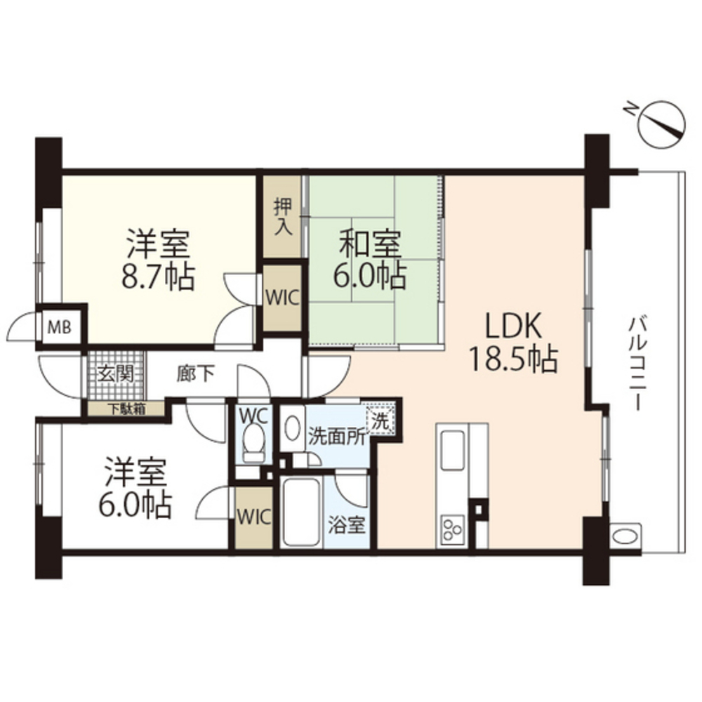 パークヒルズ己斐西町 広島県広島市西区己斐西町 (13.5万円／3LDK (和6 洋8.7 洋6 LDK18.5)／80.75㎡)｜賃貸物件(賃貸マンション・アパート・一戸建て)の住宅情報・お ...