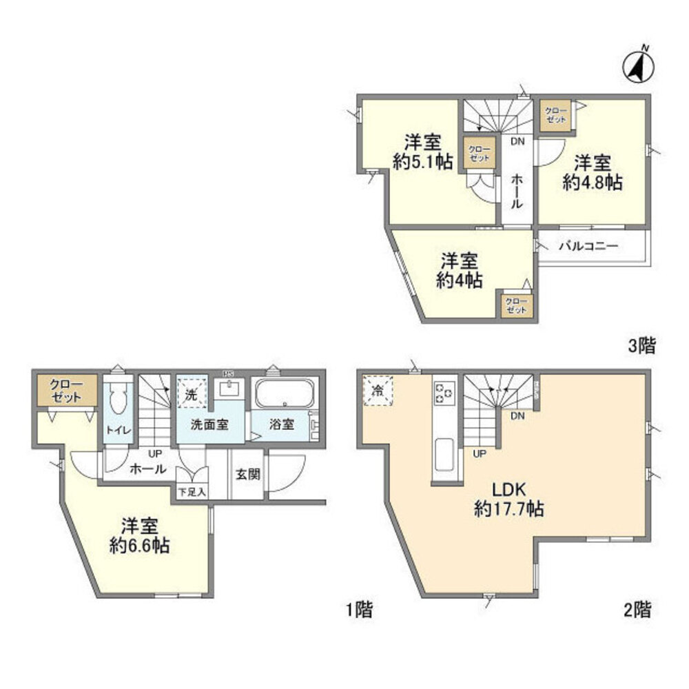 Kolet南鳩ヶ谷＃13 埼玉県川口市大字辻 (17.9万円／4LDK (洋6.6 洋5.1 洋4.8 洋4 LDK17.7)／86.94㎡)｜賃貸物件(賃貸マンション・アパート・一戸建て)の ...
