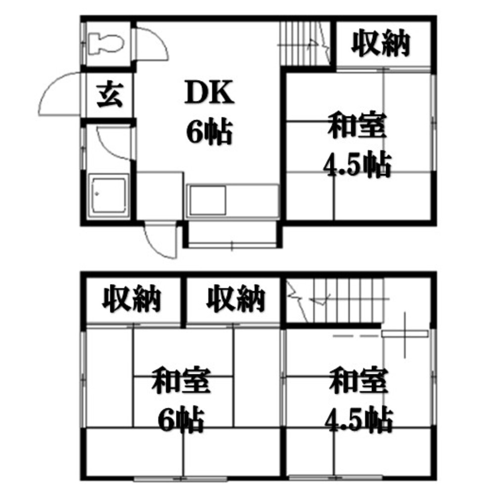 今田貸家(長屋) 広島県東広島市西条上市町 (4万円／3DK (和6 和4.5 和4.5 DK6)／46.37㎡)｜賃貸物件(賃貸マンション・アパート・一戸建て)の住宅情報・お部屋探しなら ...