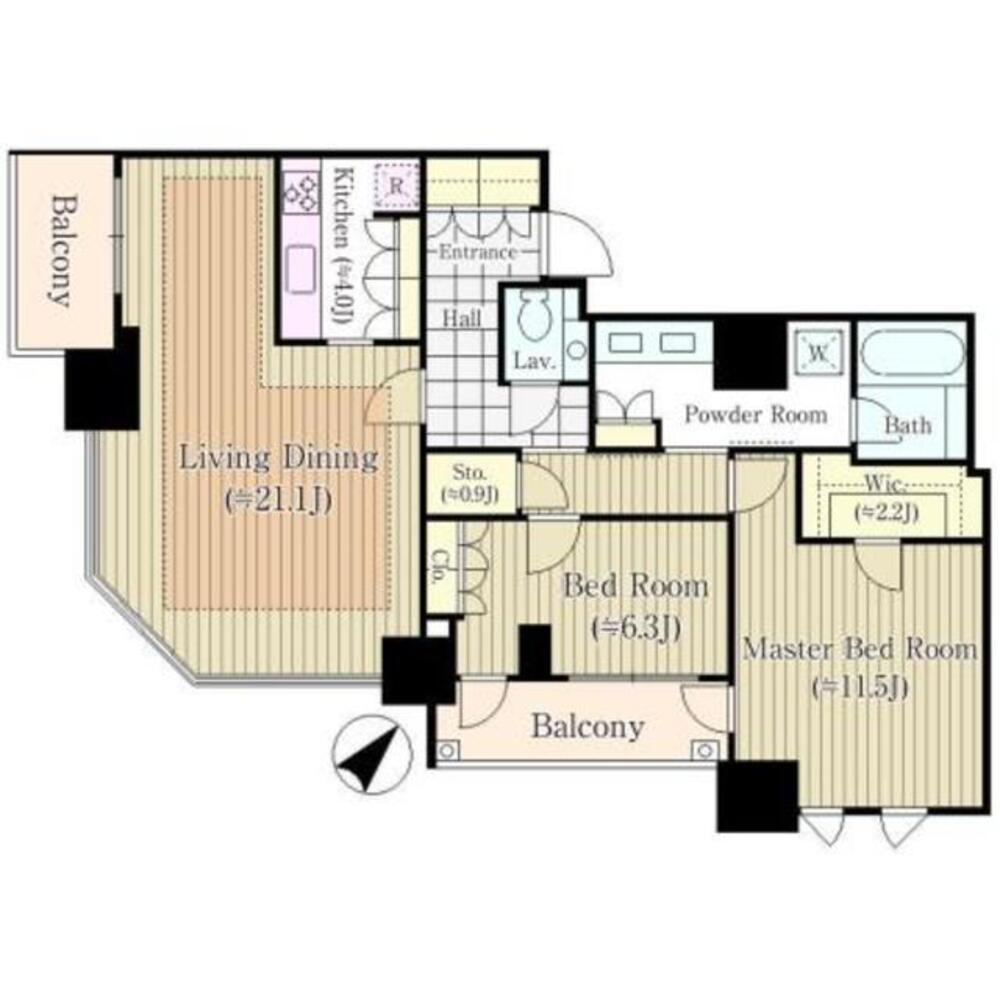 パークコート六本木ヒルトップ 東京都港区六本木1 (150万円／2SLDK (洋11.5 洋6.3 LDK25.1 納戸 0.9)／102.39㎡)｜賃貸物件(賃貸マンション・アパート・一戸 ...
