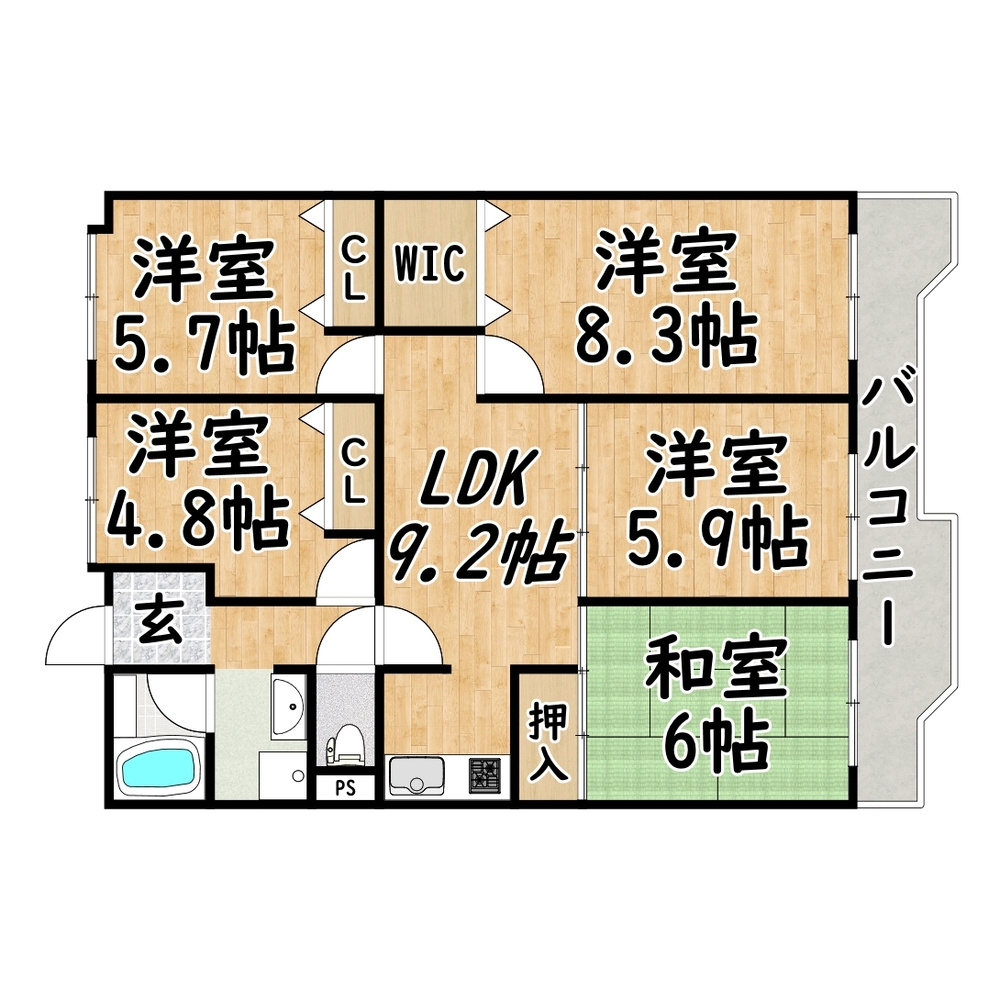 関西本線（JR西日本） 平野駅 地上15階建て 築34年 大阪府大阪市平野区平野北1 (12.15万円／5LDK (和6 洋8.3 洋5.9 洋5.7 洋4.8 LDK9.2)／82.76 ...