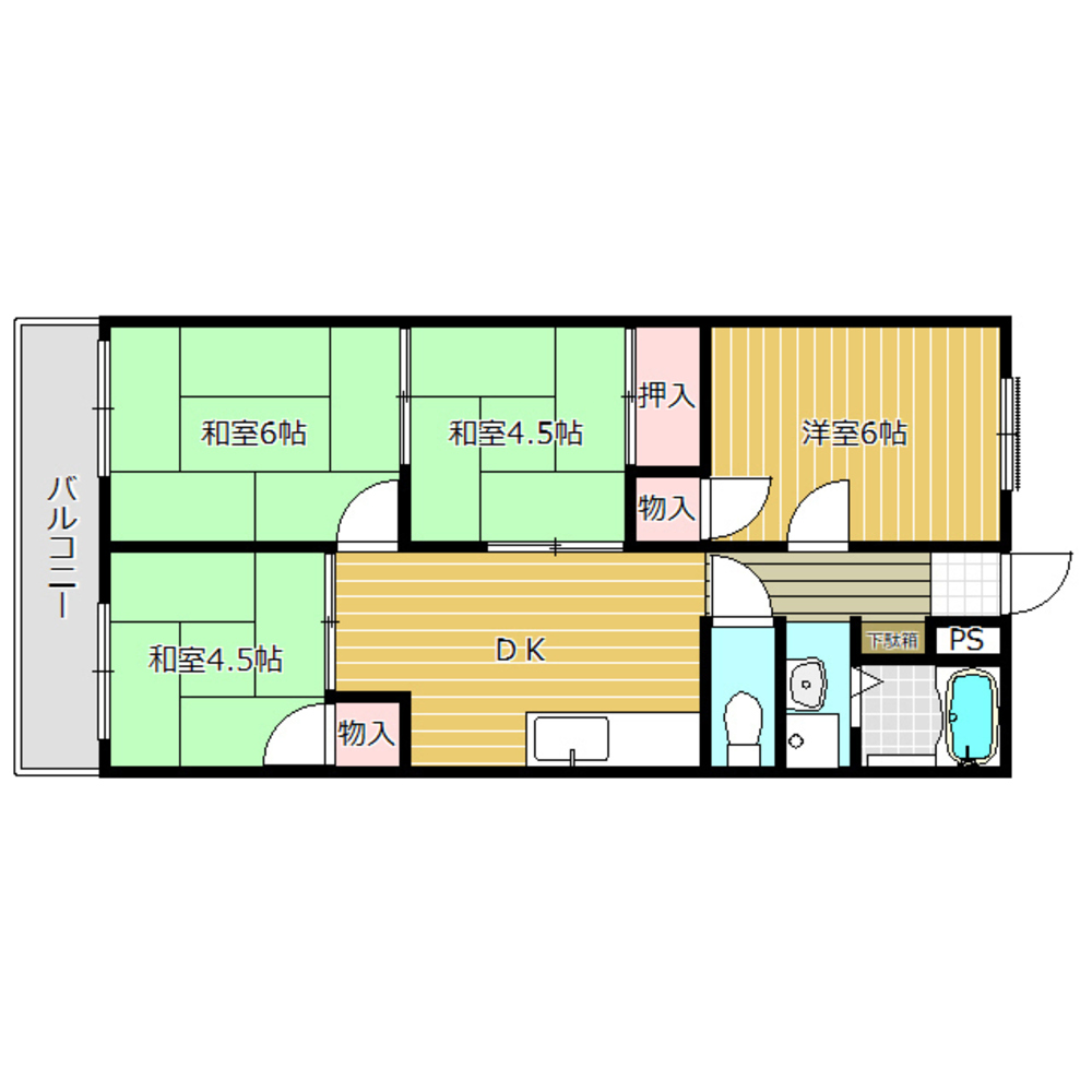 東カングランドマンション 静岡県静岡市駿河区曲金3 (7万円／4DK (和6 和4.5 洋6 洋4.5 DK0)／55.96㎡)｜賃貸物件(賃貸マンション・アパート・一戸建て)の住宅情報・お ...