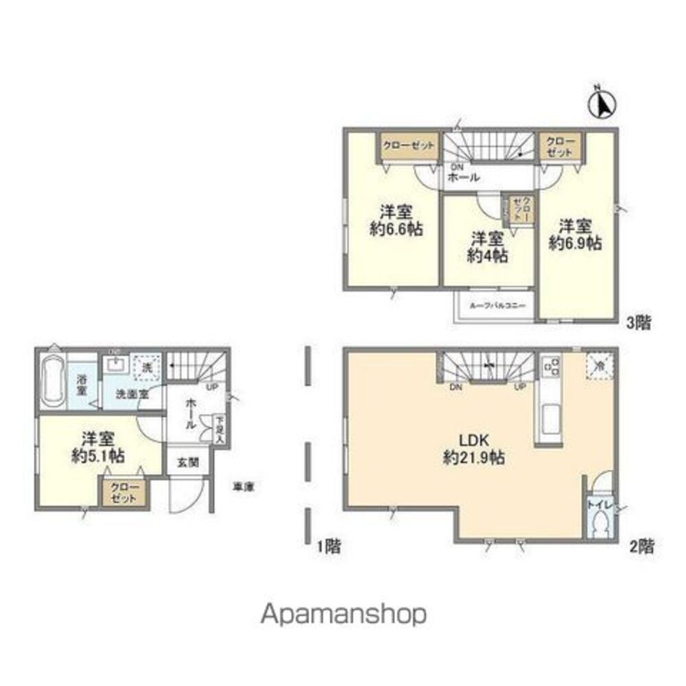 Kolet足立小台03 東京都足立区小台002 (23万円／4LDK (洋室4 洋室5.1 洋室6.6 洋室6.9 LDK21.9)／98.94㎡)｜賃貸物件(賃貸マンション・アパート・一戸 ...