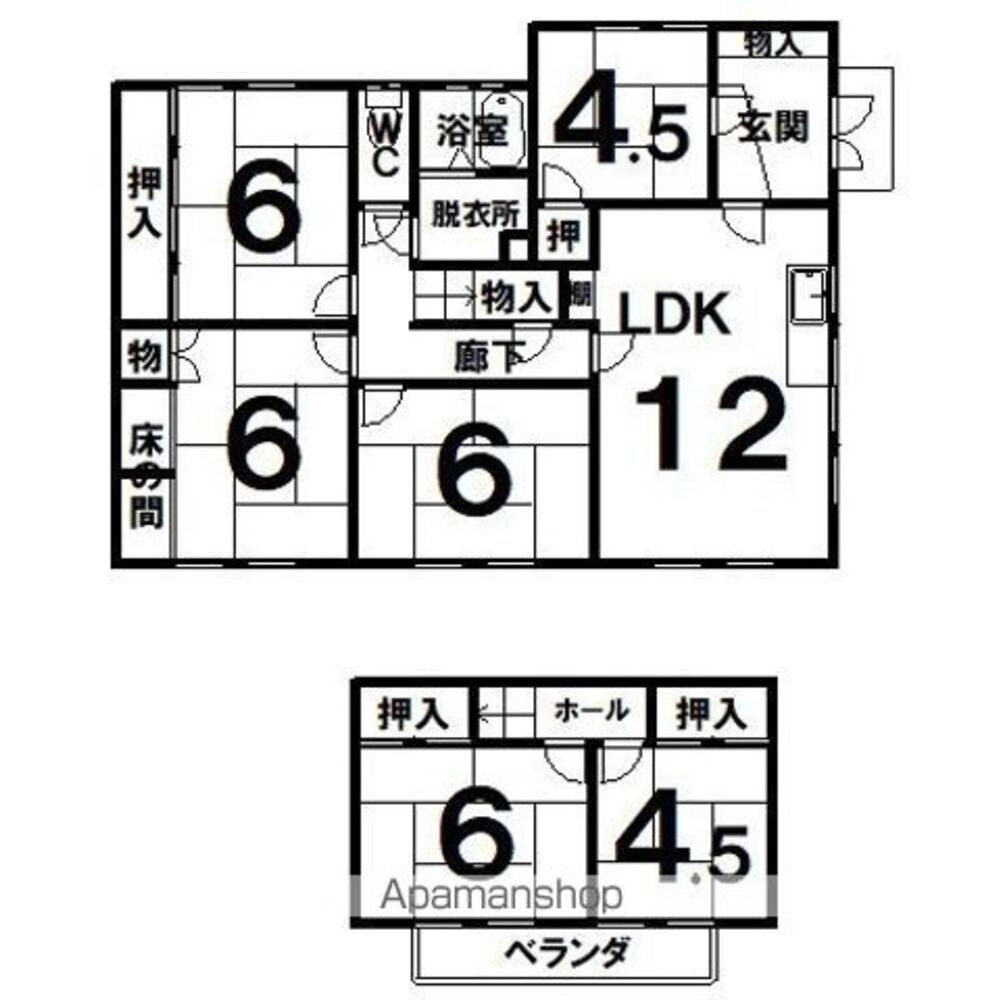 中札内村戸建て(畑付き) 北海道河西郡中札内村大通北003 (5万円／6LDK (和室4.5 和室4.5 和室6 和室6 和室6 和室6 他)／189.74㎡)｜賃貸物件(賃貸マンション ...