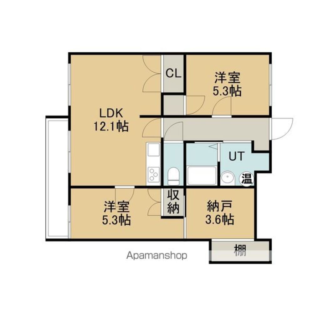 アズーロ千歳 北海道千歳市富士002 (5.9万円／2LDK (洋室5.3 洋室5.3 LDK12.1 納戸3.6)／60㎡)｜賃貸物件(賃貸マンション・アパート・一戸建て)の住宅情報・お ...