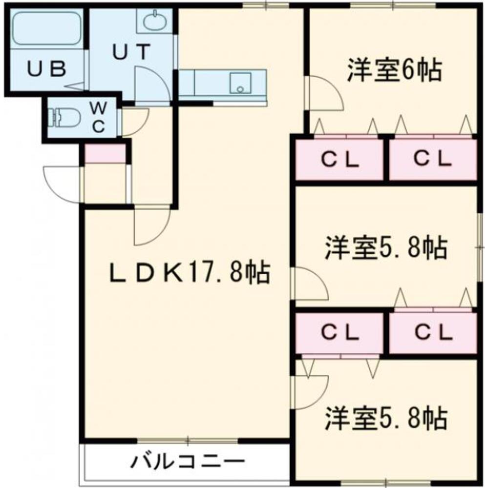 セゾンクレールIII 北海道函館市花園町 (8.8万円／3LDK (洋室5.8 洋室5.8 洋室6 LDK17.8)／81.55㎡)｜賃貸物件(賃貸マンション・アパート・一戸建て)の住宅情報 ...