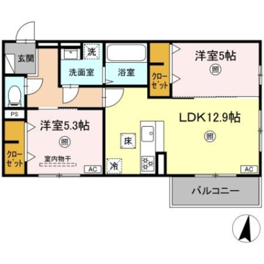 PREMILIFE日岡 大分県大分市日岡002 (9.4万円／2LDK (洋室5 洋室5.3 LDK12.9)／57.71㎡)｜賃貸物件(賃貸マンション・アパート・一戸建て)の住宅情報・お ...