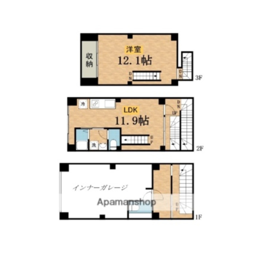 中央本線（JR東日本） 西八王子駅 地上3階建て 築44年 東京都八王子市長房町000 (12.7万円／1LDK (洋室12.1 LDK11.9)／68.69㎡)｜賃貸物件(賃貸マンション ...