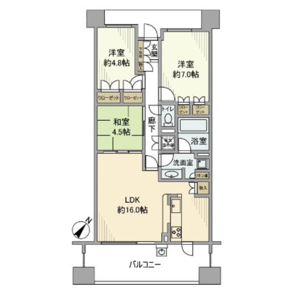 南海線 堺駅 地上15階建て 築22年 大阪府堺市堺区戎島町003 (14万円／3LDK (和室4.5 洋室4.8 洋室7 LDK16)／75.28㎡)｜賃貸物件(賃貸マンション・アパート ...