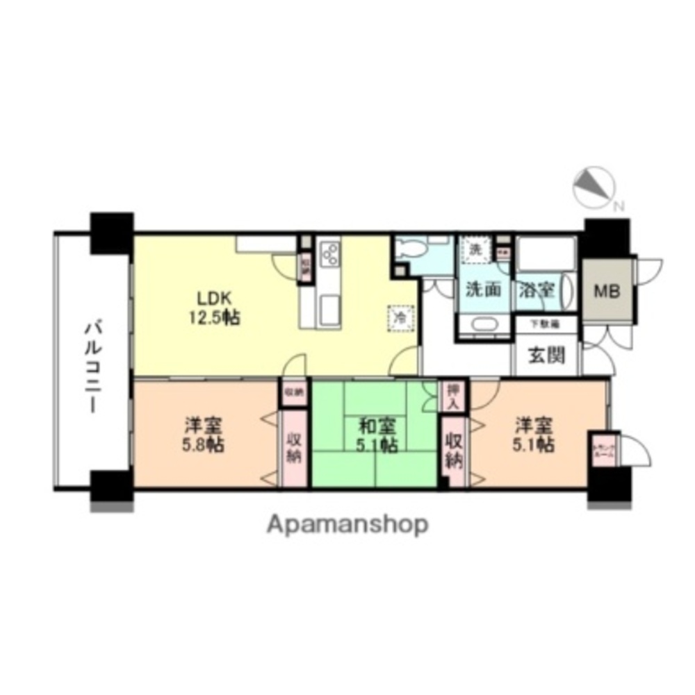 アーバンシティ富山今泉 富山県富山市今泉西部町000 (10.5万円／3LDK (和室5.1 洋室5.1 洋室5.8 LDK12.5)／67.34㎡)｜賃貸物件(賃貸マンション・アパート・一戸 ...