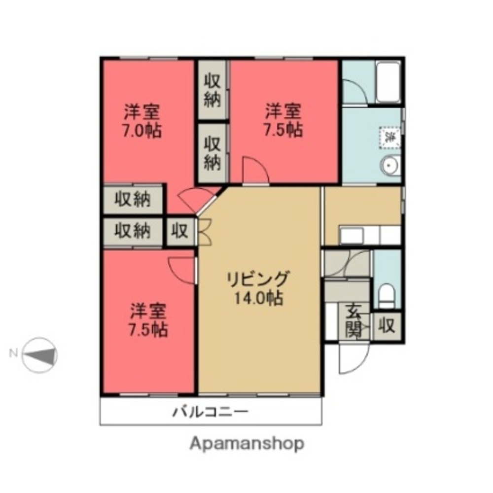 ハイアット滝川 北海道滝川市緑町001 (8万円／3LDK (洋室7 洋室7.5 洋室7.5 LD14)／86.12㎡)｜賃貸物件(賃貸マンション・アパート・一戸建て)の住宅情報・お部屋探し ...