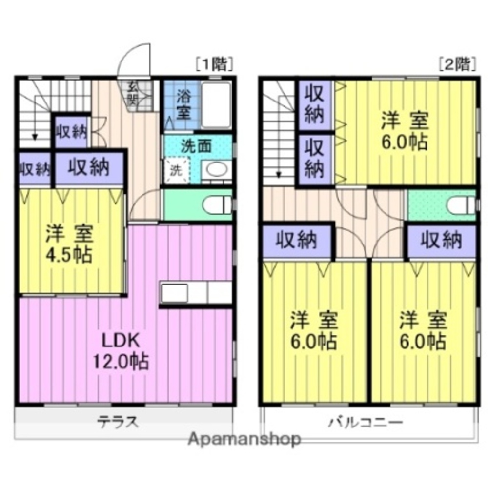 仙石線 小鶴新田駅 地上2階建て 築21年 宮城県仙台市宮城野区新田004 (12万円／4LDK (洋室4.5 洋室6 洋室6 洋室6 LDK12)／89.43㎡)｜賃貸物件(賃貸マンション ...
