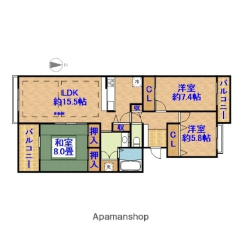 青葉の森公園通り13号棟 千葉県千葉市中央区青葉町000 (11.8万円／3LDK (和室8 洋室5.8 洋室7.4 LDK15.5)／95.91㎡)｜賃貸物件(賃貸マンション・アパート・一戸 ...