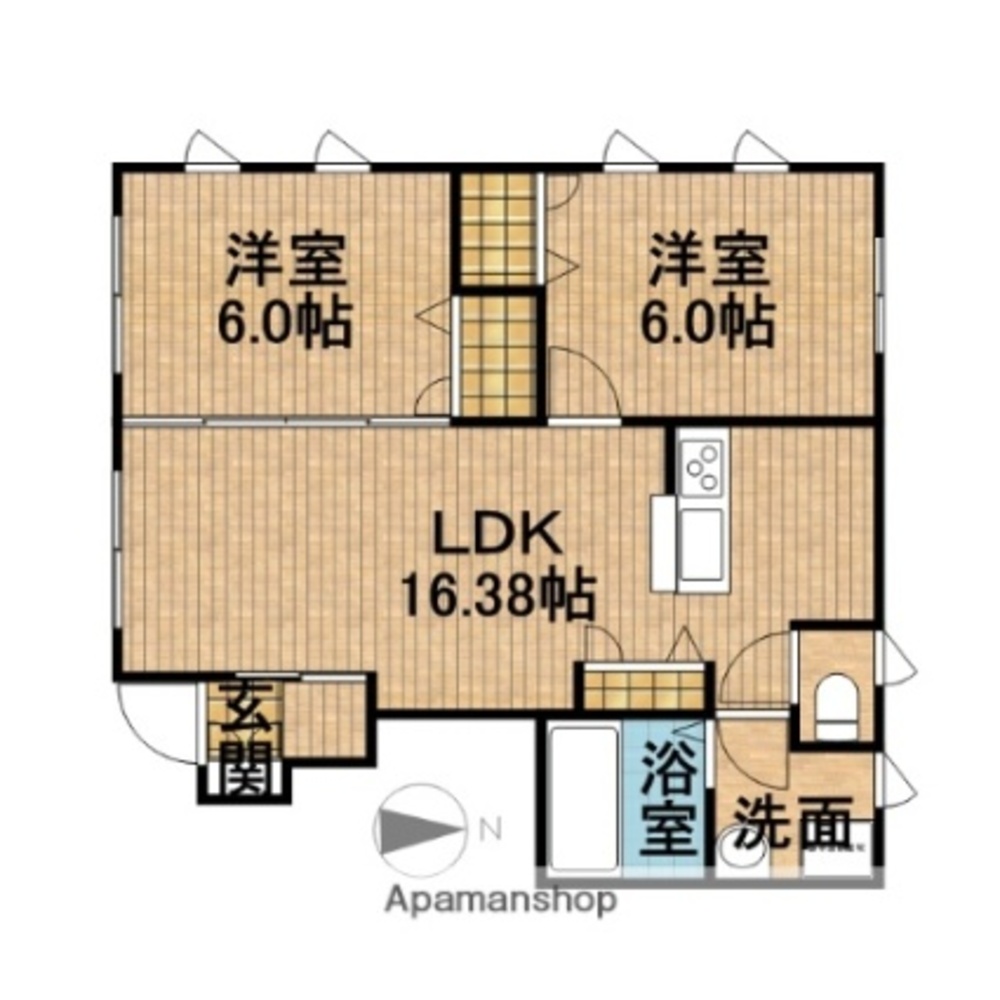 東海道新幹線 掛川駅 地上2階建て 築14年 静岡県御前崎市池新田000 (6.5万円／2LDK (洋室6 洋室6 LDK16.4)／59.62㎡)｜賃貸物件(賃貸マンション・アパート・一戸 ...