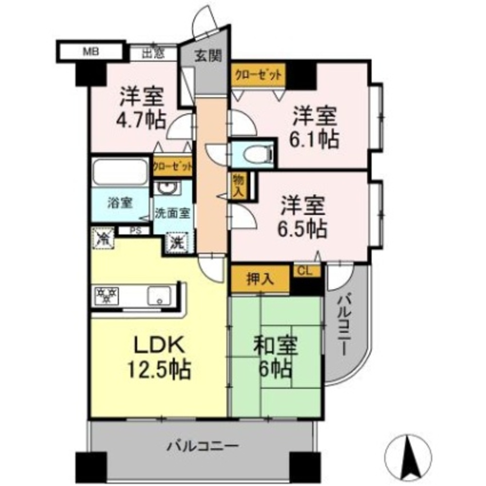 東北新幹線 郡山駅 地上12階建て 築27年 福島県郡山市島001 (10.5万円／4LDK (和室6 洋室4.7 洋室6.1 洋室6.5 LDK12.5)／79.54㎡)｜賃貸物件(賃貸 ...