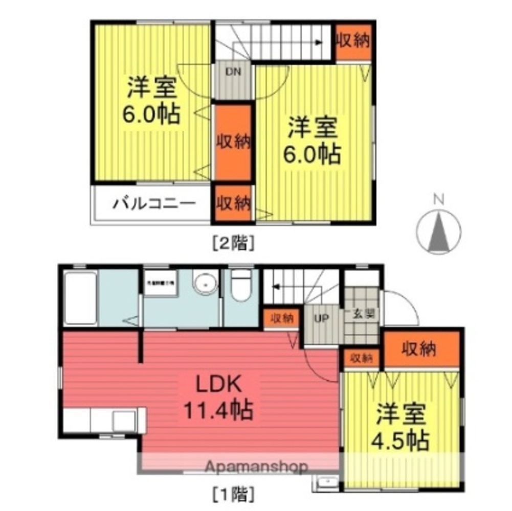 キャトル セゾン 福島県福島市吉倉103 (7.5万円／3LDK (洋室4.5 洋室6 洋室6 LDK11.4)／74.75㎡)｜賃貸物件(賃貸マンション・アパート・一戸建て)の住宅情報・お ...