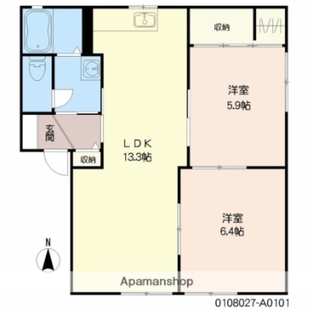 ディアスHIRO V 大分県大分市大字曲000 (5.2万円／2LDK (洋室5.9 洋室6.4 LDK13.3)／54.81㎡)｜賃貸物件(賃貸マンション・アパート・一戸建て)の住宅情報・お ...