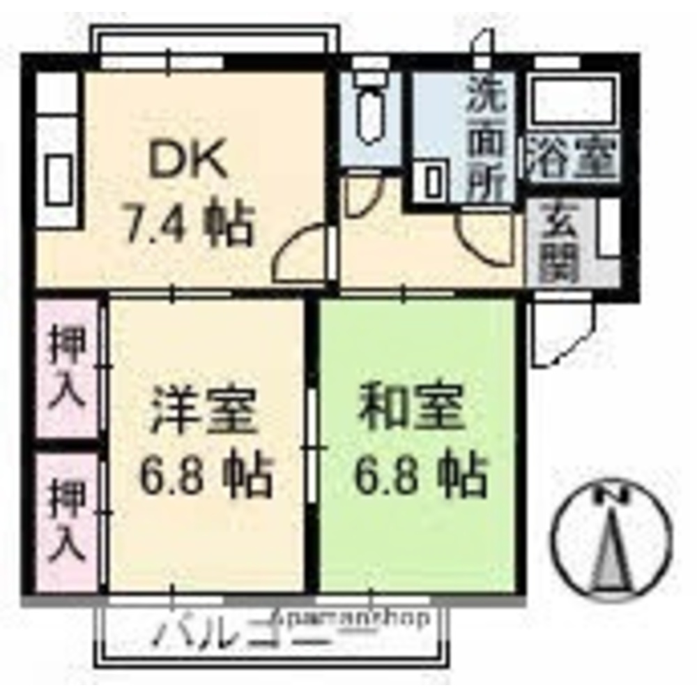 フレグランスKII 島根県松江市菅田町000 (5.3万円／2DK (和室6.8 洋室6.8 DK7.4)／50.48㎡)｜賃貸物件(賃貸マンション・アパート・一戸建て)の住宅情報・お部屋探し ...