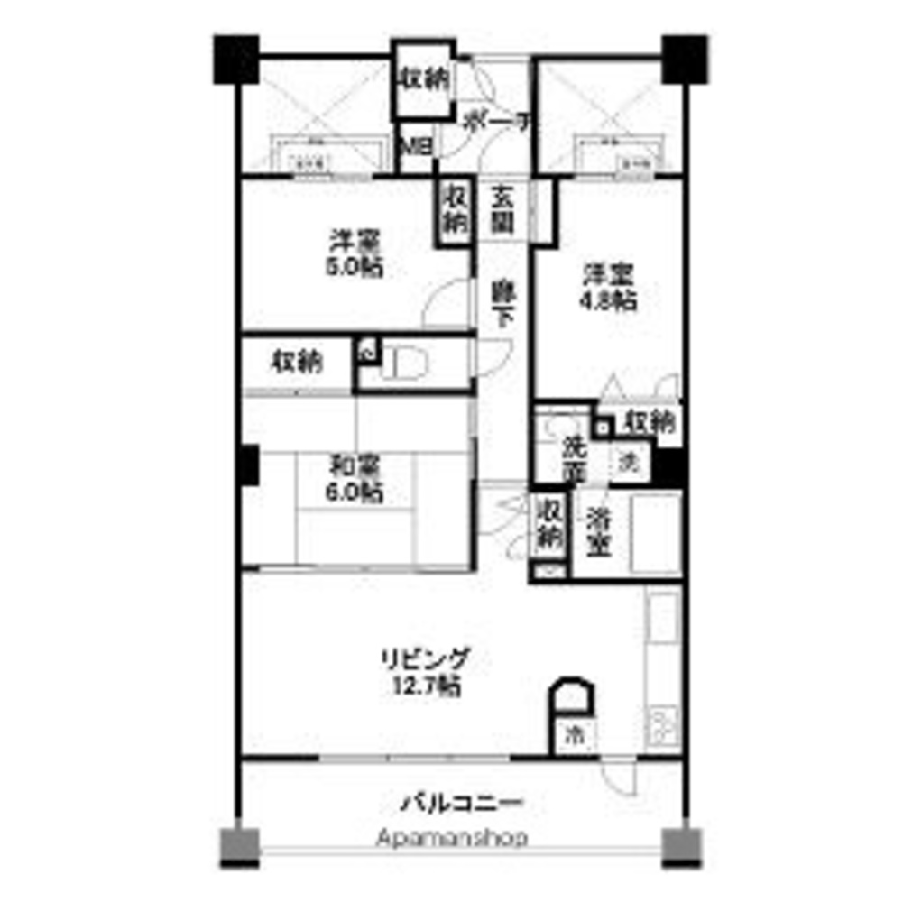 エクセレント上所壱番館 新潟県新潟市中央区上所002 (12万円／3LDK (和室6 洋室4.8 洋室5 LDK12.7)／77.18㎡)｜賃貸物件(賃貸マンション・アパート・一戸建て)の住宅 ...